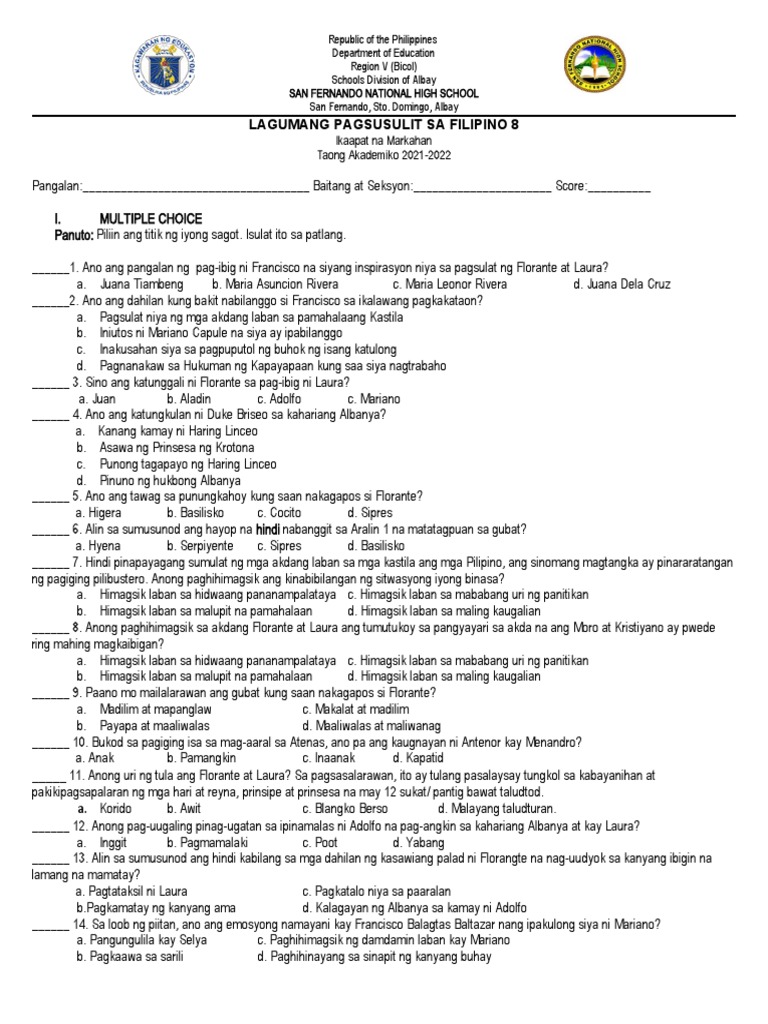 Q4 - Fil - Summative Exam | PDF