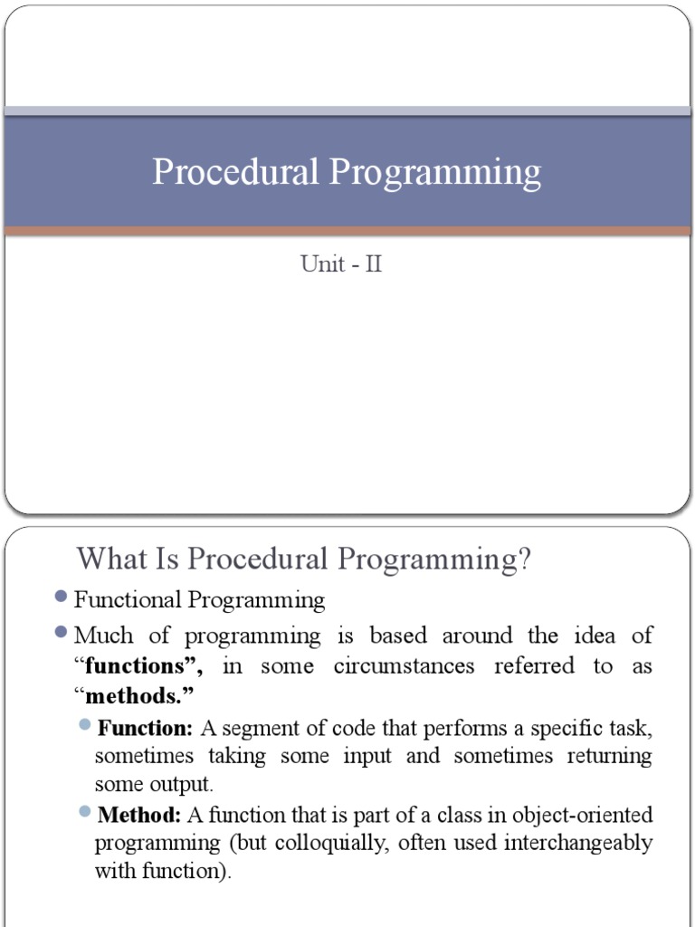Procedural Programming Unit Ii Pdf Programming Language Variable Computer Science 2029