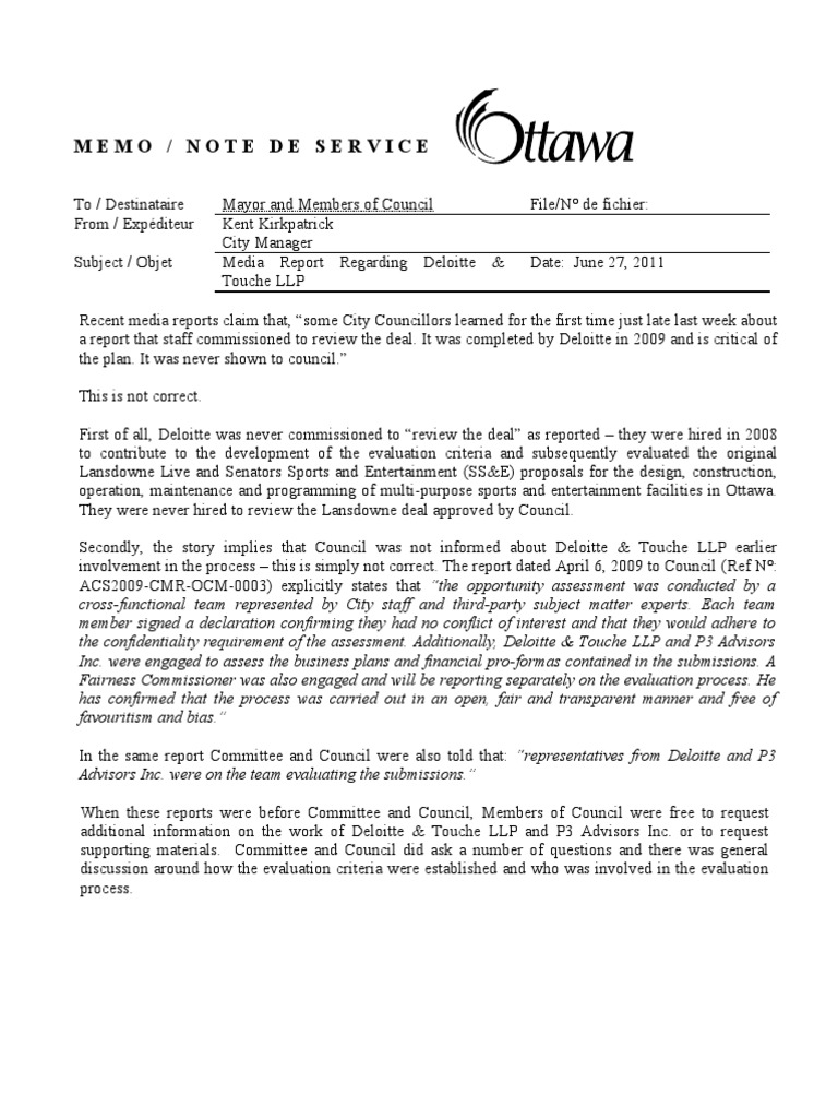 Memo To Council - Deloitte Report Final | Download Free PDF ...