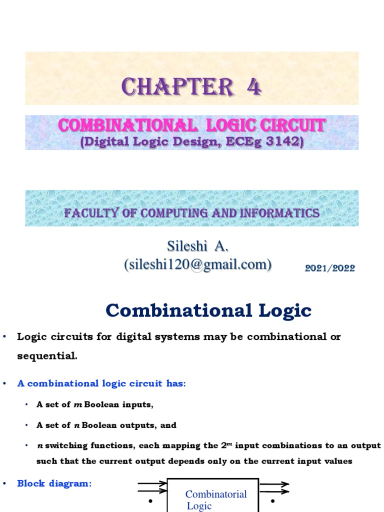 Chapter 4 Combinational Circuit Pdf Logic Gate Boolean Algebra
