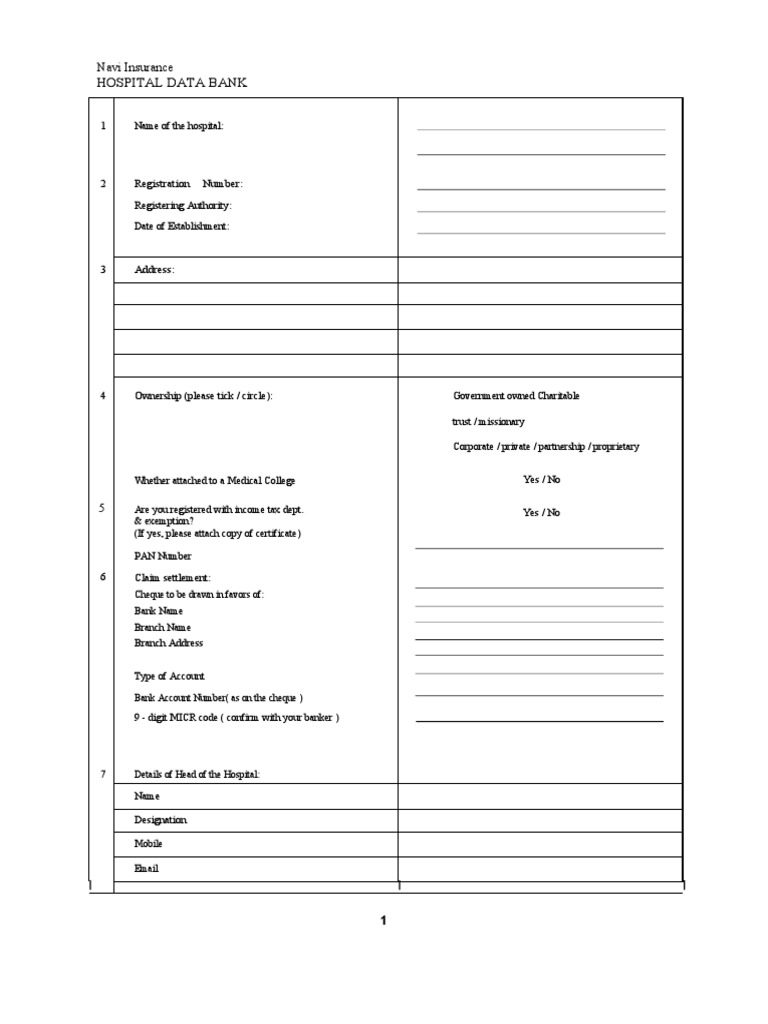 Navi Hospital Details Form | PDF | Intensive Care Unit | Emergency ...