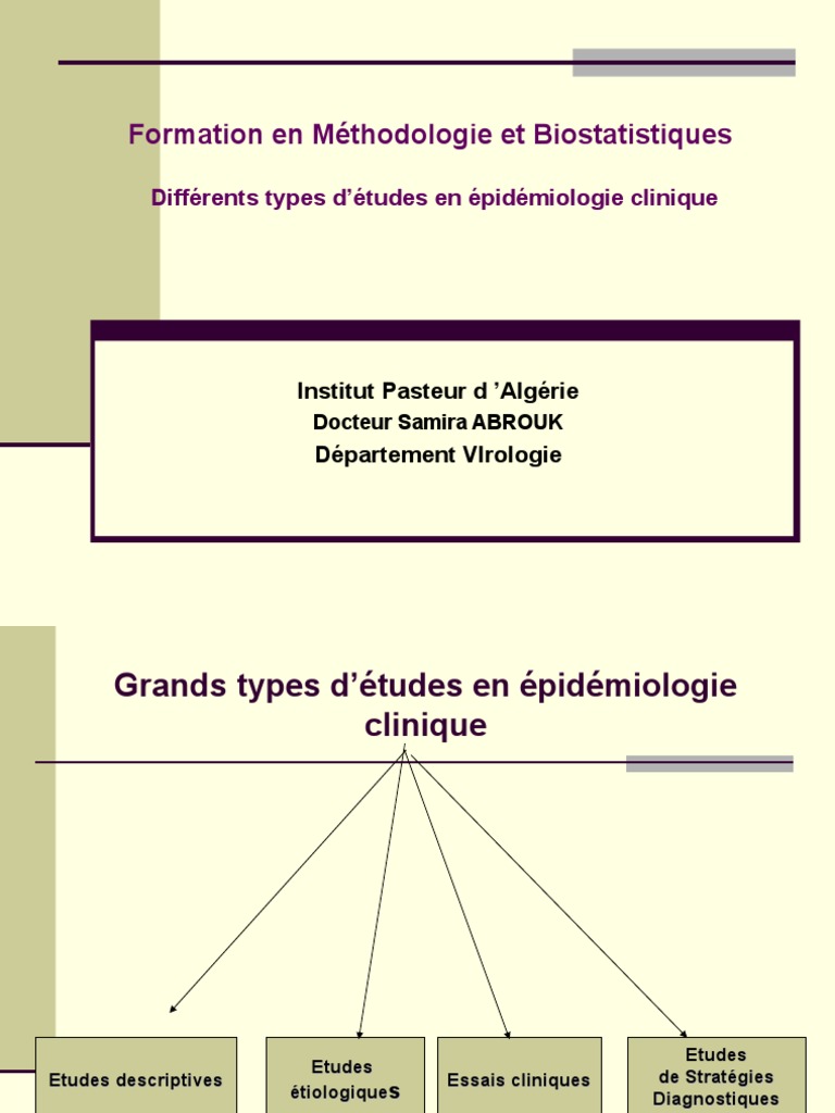Types d'études en épidémiologie clinique | PDF | Essai clinique | Essai ...