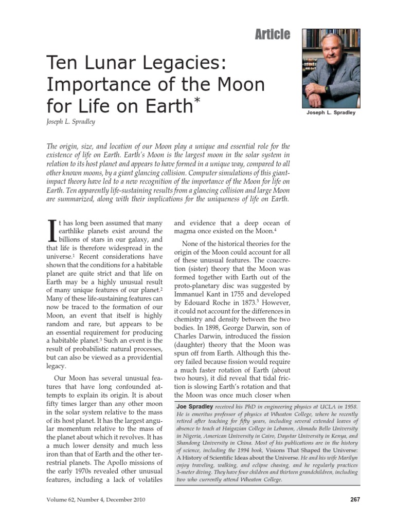 Ten Lunar Legacies: Importance of The Moon For Life On Earth | PDF ...