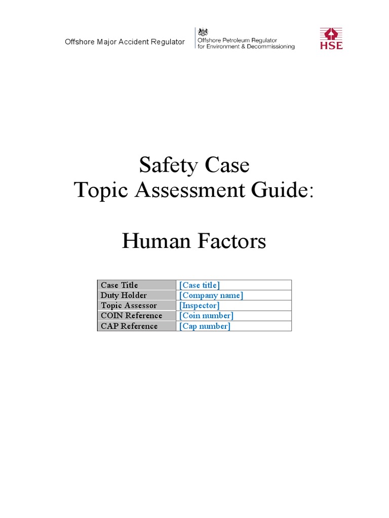 Human Factors Safety Case Assessment Template | PDF | Human Factors And ...