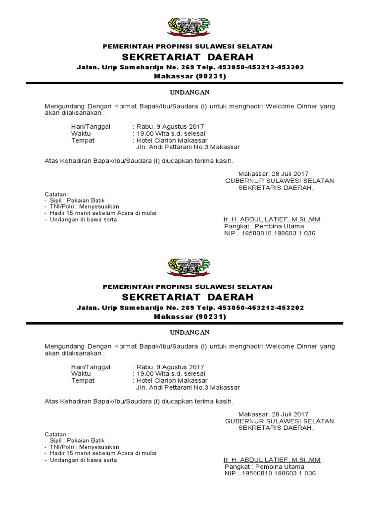 Contoh Undangan Sekda | PDF