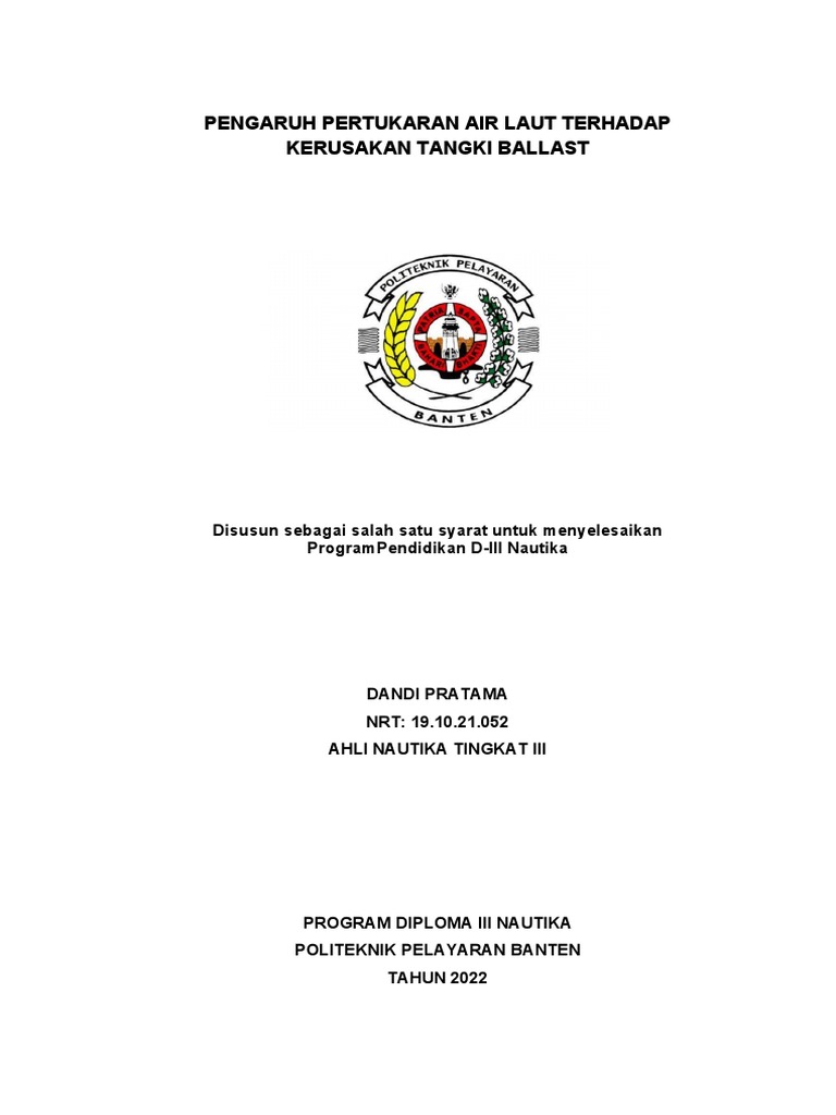 Dampak Pertukaran Air Laut pada Tangki Ballast | PDF