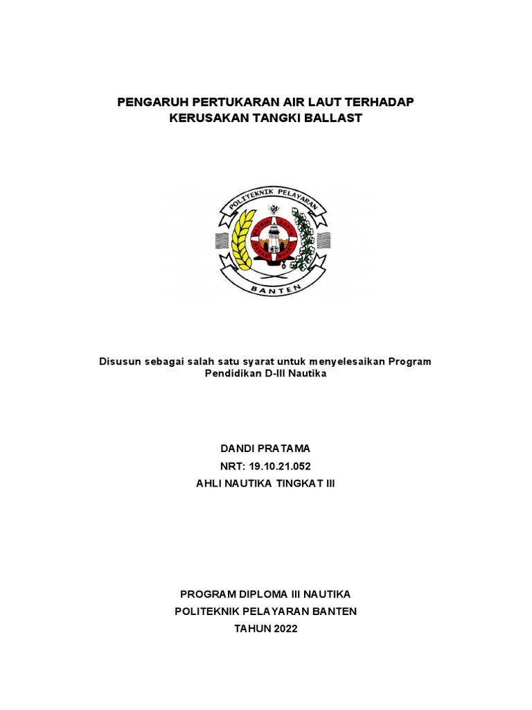 Kerusakan Tangki Ballast Kapal | PDF