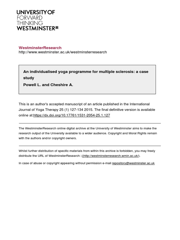 An Individualised Yoga Programme For Multiple Sclerosis - A Case Study ...