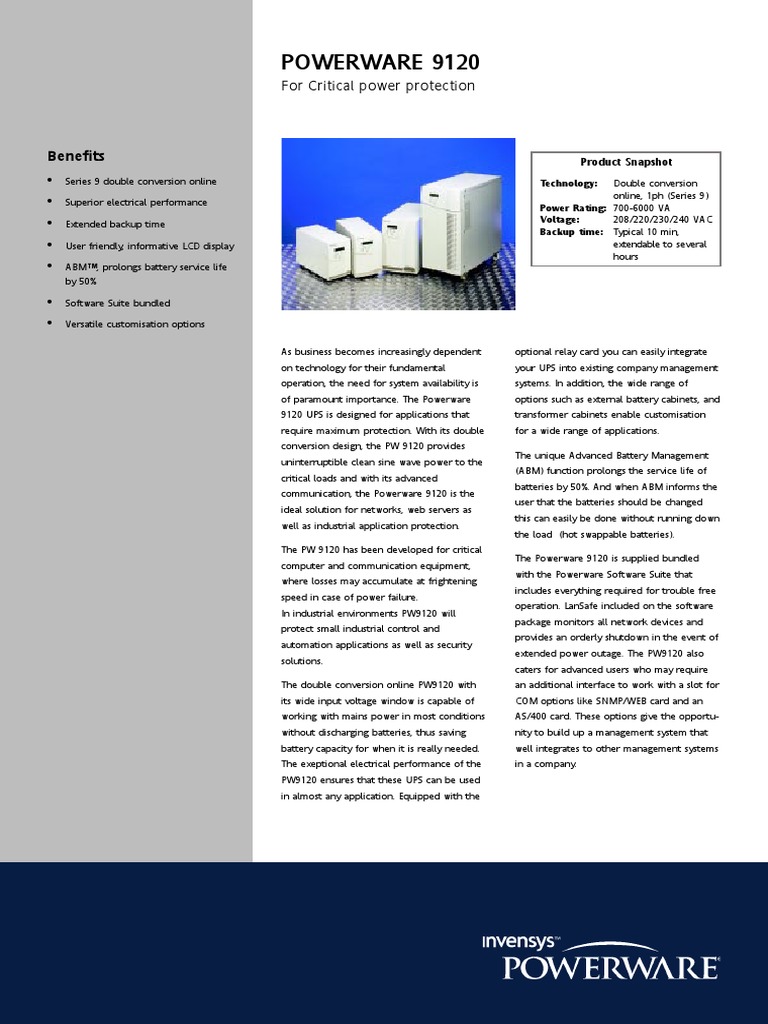 Powerware 9120 | PDF | Computing | Electrical Engineering