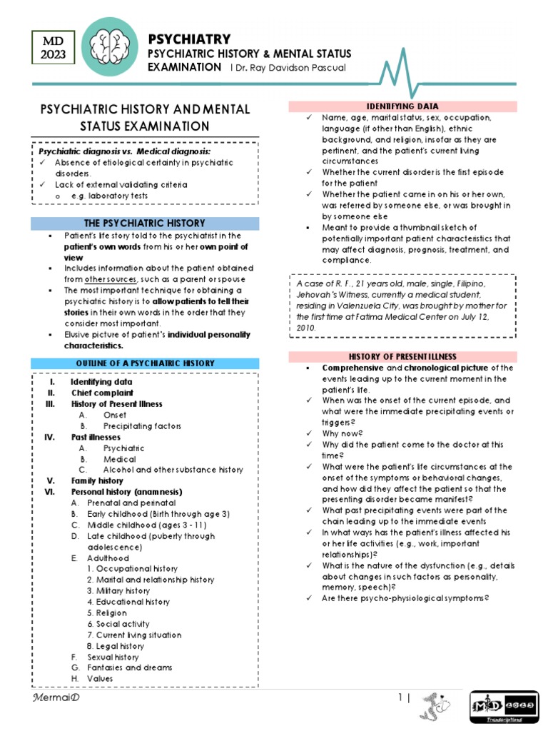 Psychiatric History - MSE | PDF | Hallucination | Psychiatry