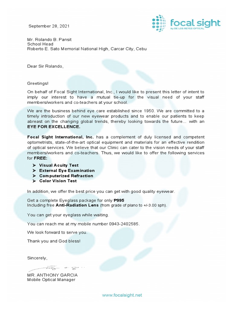 Eye For Excellence. Focal Sight International, Inc. Has A Complement of ...