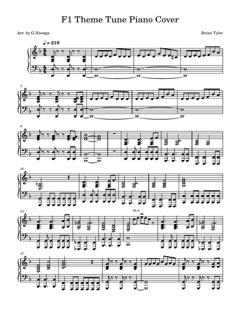 F1 Theme Tune Piano Cover Pdf
