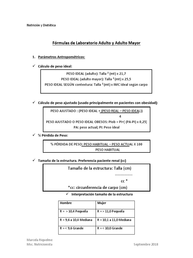 Cálculo de Peso Ajustado en Adultos | PDF | Índice de masa corporal ...