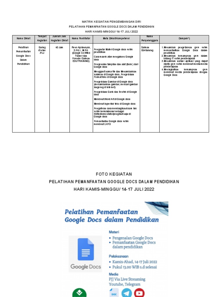 Contoh Format LPD Matrik Dan Foto Kegiatan | PDF
