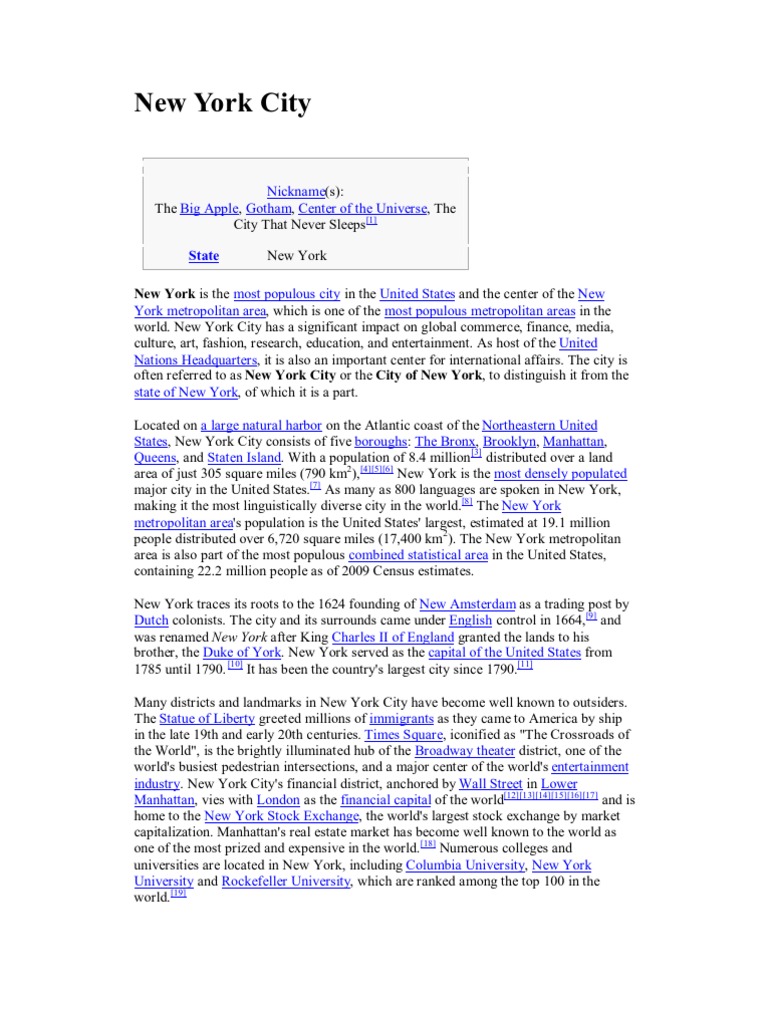 New York City | PDF | New York City | Manhattan