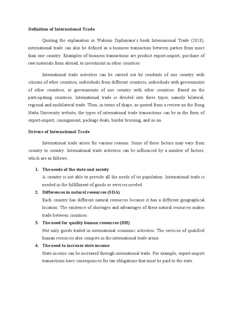 Definition of International Trade | PDF | Trade | International Trade
