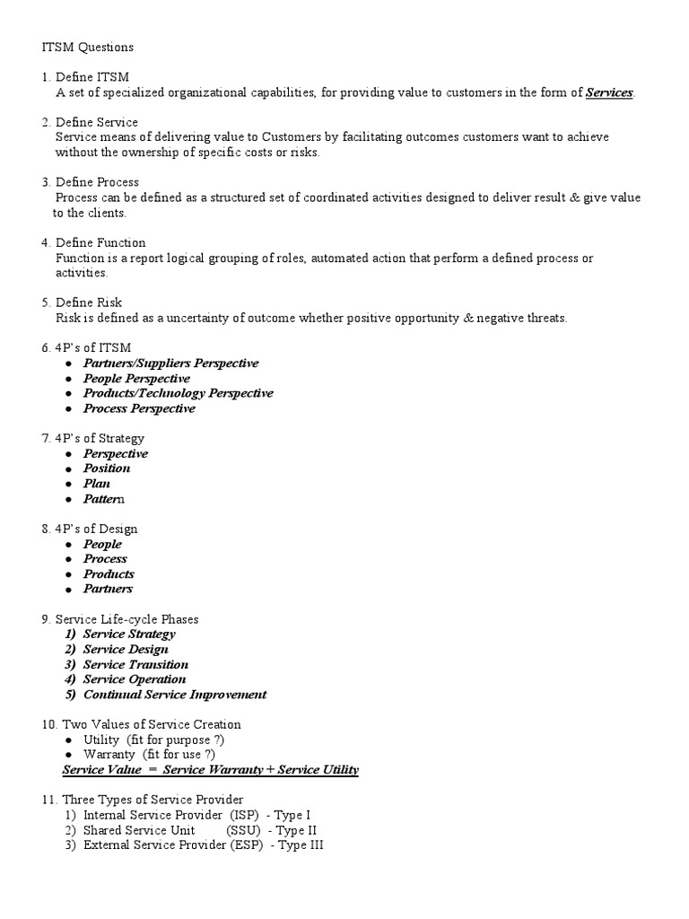 ITSM IMP Questions | Download Free PDF | Information Technology Management | Computing
