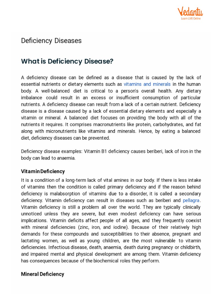Deficiency Diseases | PDF