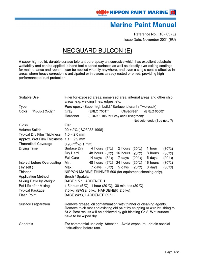 Neoguard Bulcon e | PDF | Epoxy | Wetting