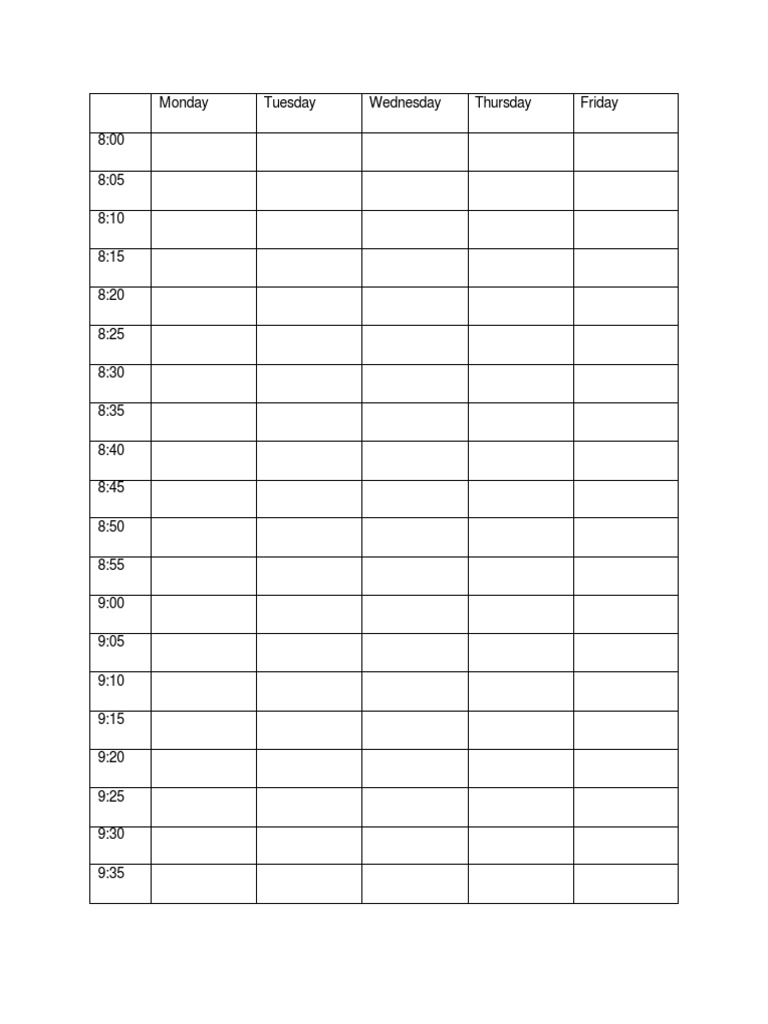 Blank Time Table | PDF