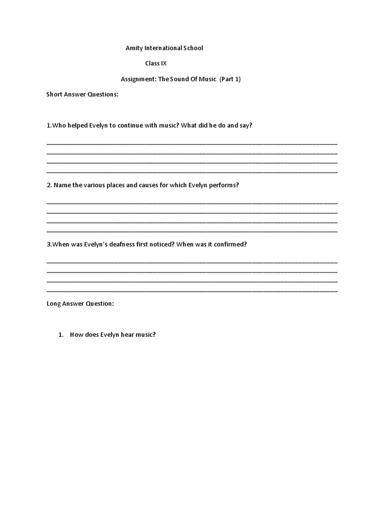 Assignment - The Sound of Music | PDF | Self-Improvement