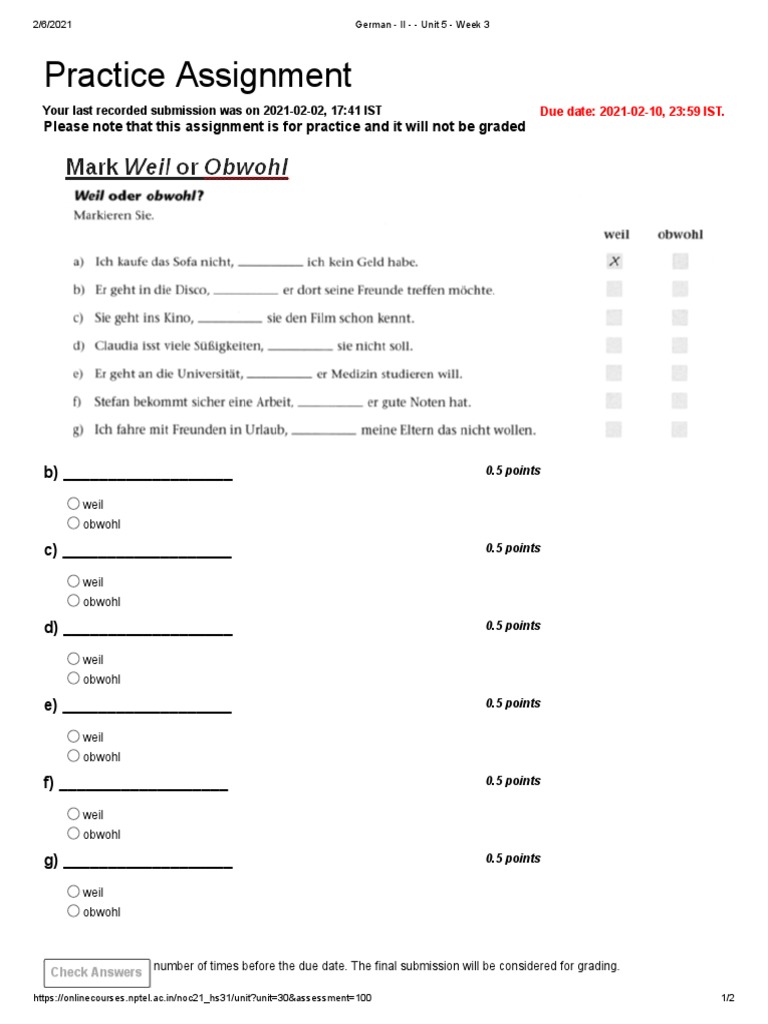 German - II - Unit 5 - Week 3 | PDF