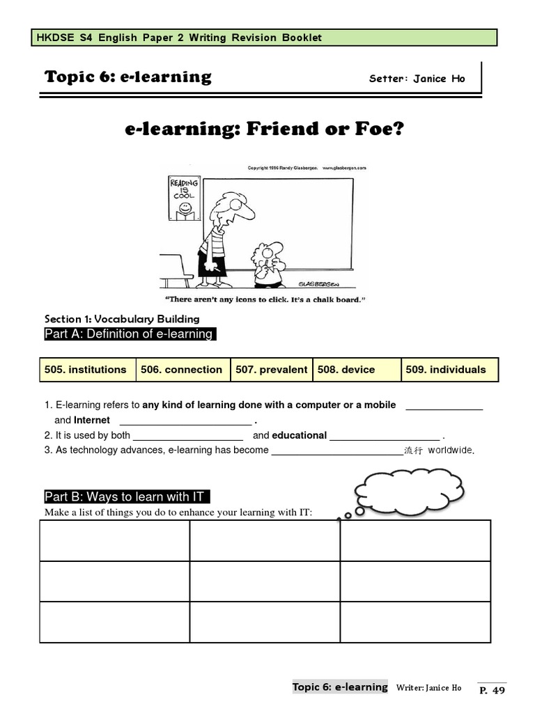 Writing Booklet - Topic 6 - E-Learning | PDF | Educational Technology | Learning