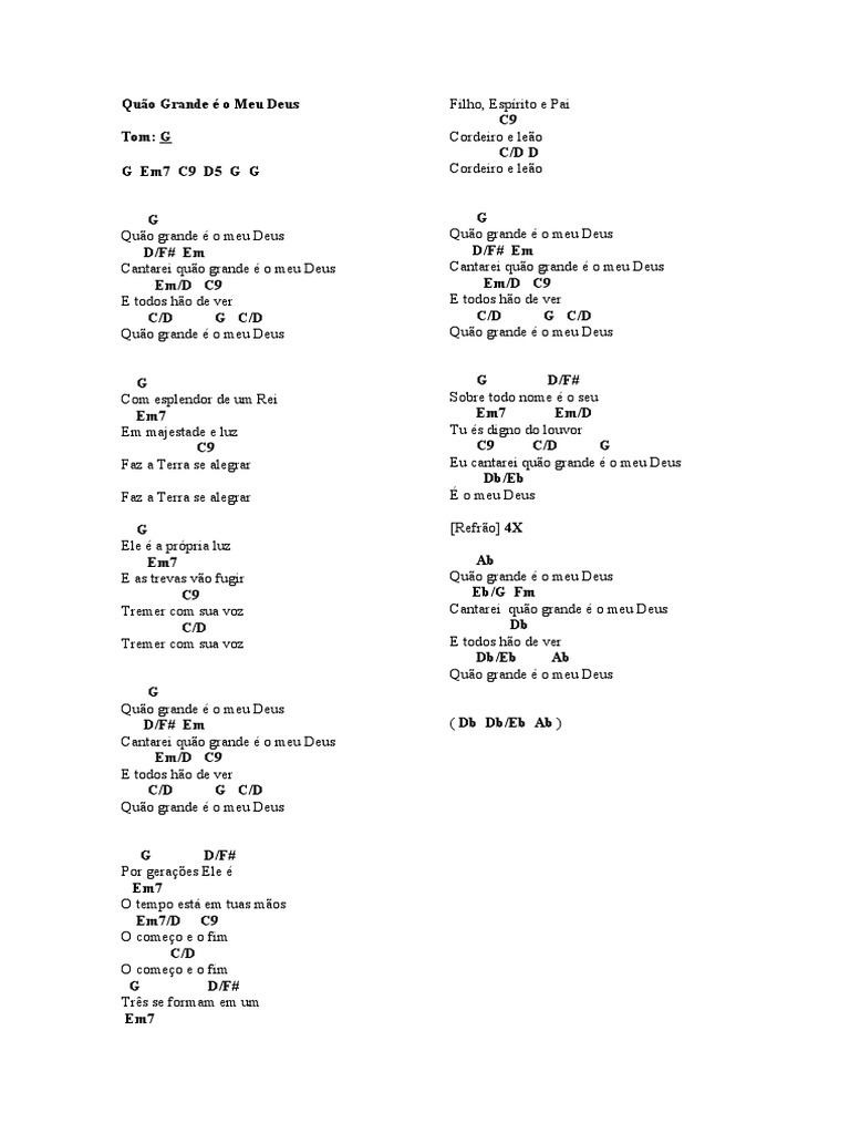 Quão Grande É o Meu Deus - Cifra | PDF