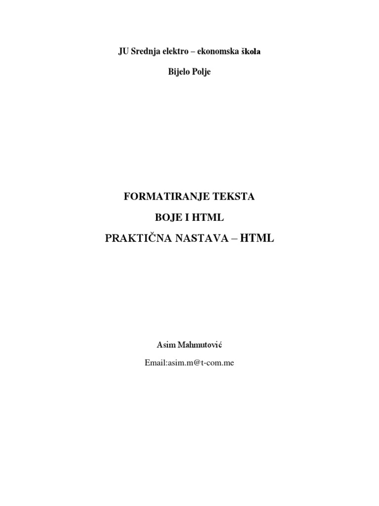 HTML Formatiranje I Boje - Vjezba 2 | PDF