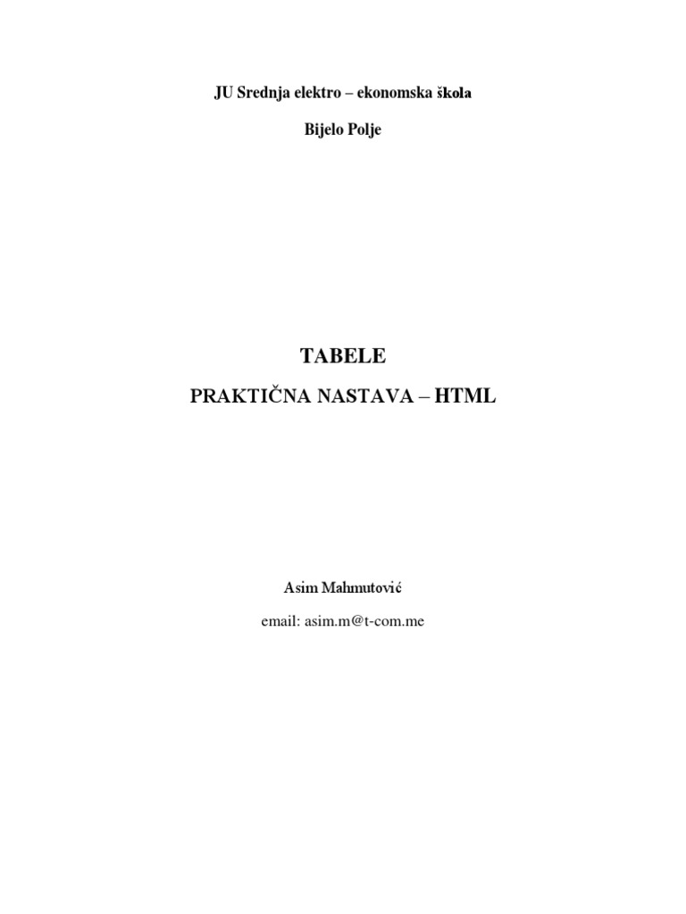 HTML Tabele - Vjezba 3 | PDF