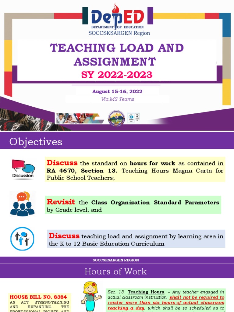 Teaching Load and Assignment: August 15-16, 2022 | PDF | Teachers | Schools