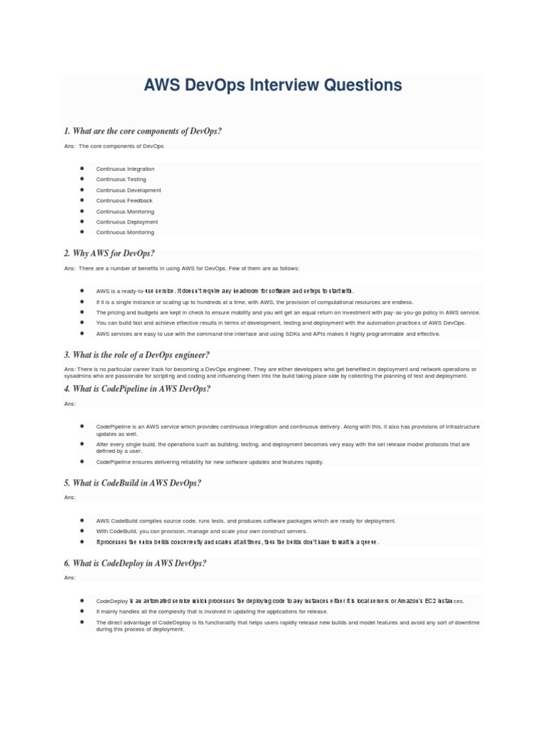 AWS DevOps Interview Questions | PDF | Cloud Computing | Amazon Web Services