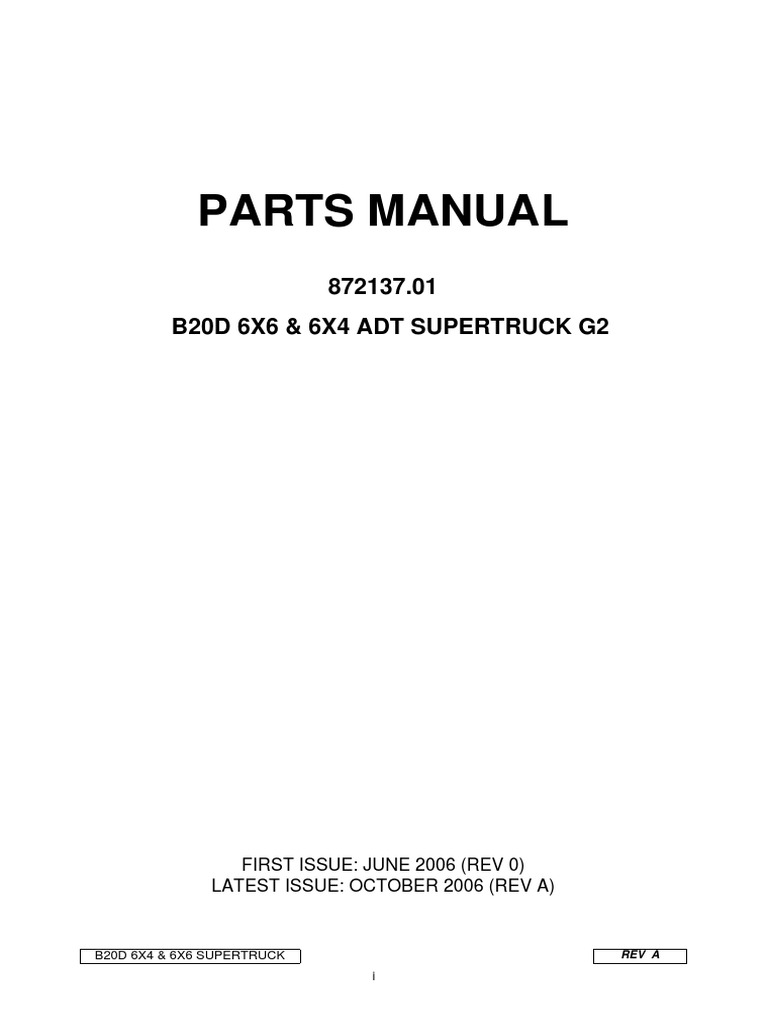 Parts Manual: 872137.01 B20D 6X6 & 6X4 Adt Supertruck G2 | Download ...