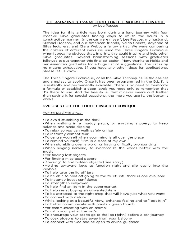 Three Finger Technique | Download Free PDF | Traffic | Recall (Memory)