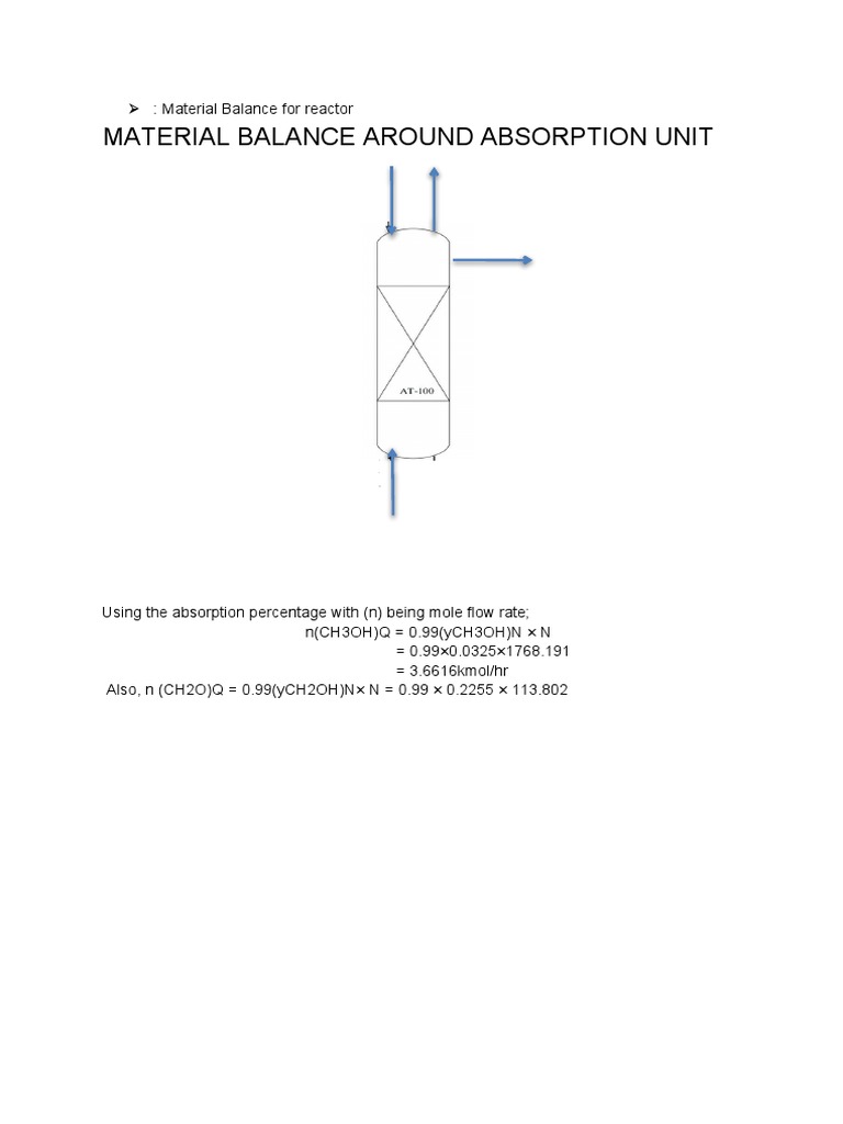 Material Balance For Reactor | PDF