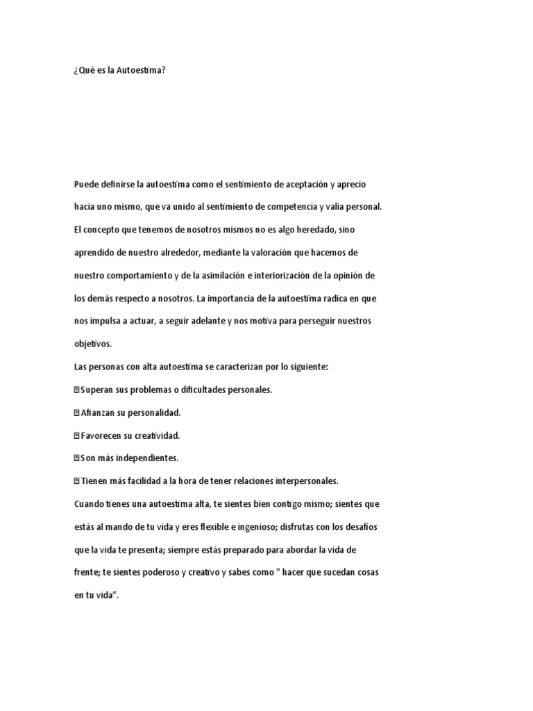 Qué Es La Autoestima | PDF | Autoestima | Pensamiento