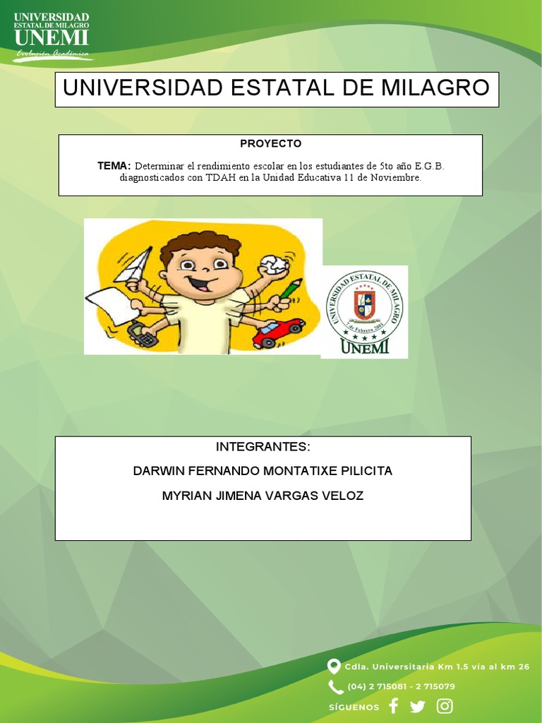 Proyecto Final Tdah | PDF | Evaluación | Desorden hiperactivo y deficit de atencion