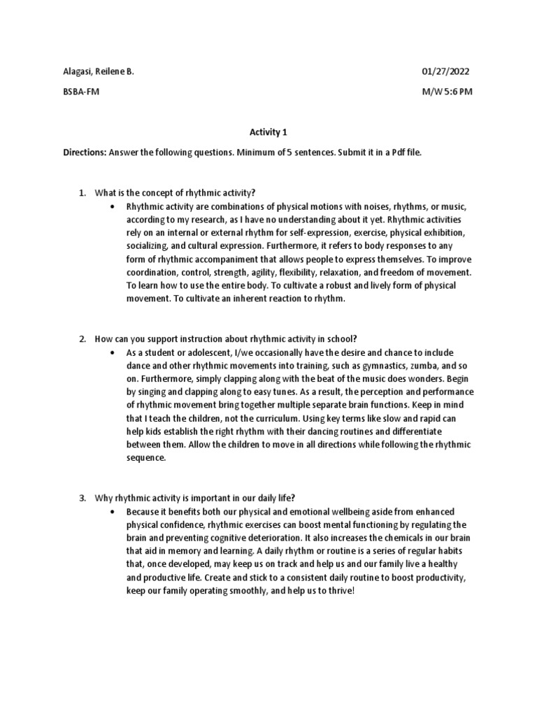 ALAGASI-ACTIVITY 1-PE2 | PDF | Rhythm | Dances