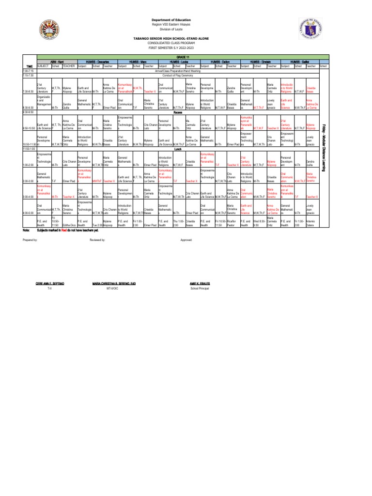 Tabango Senior High School Consolidated Class Program | PDF