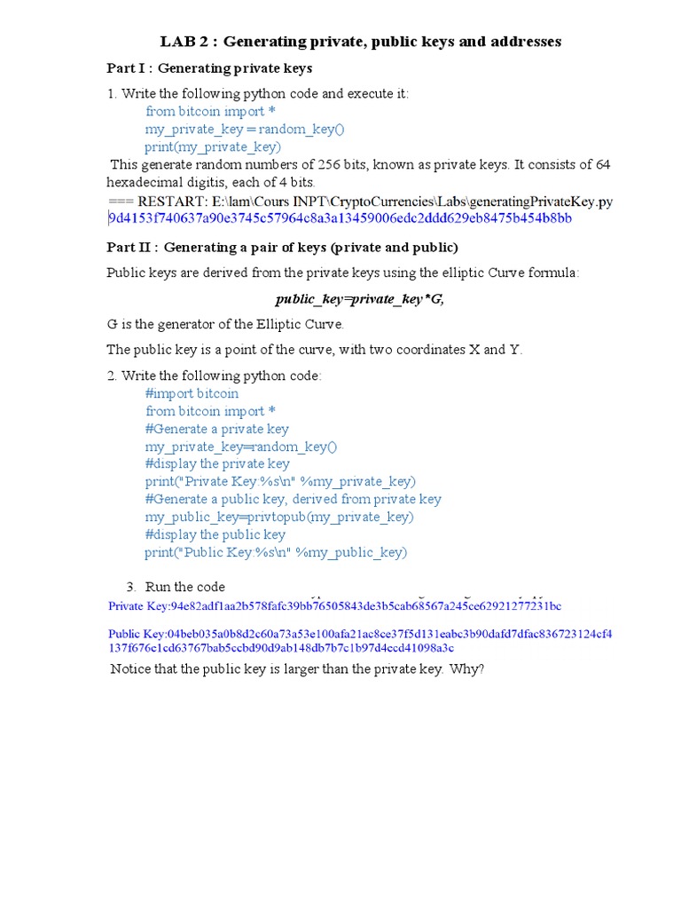 LAB 2: Generating Private, Public Keys and Addresses | PDF | Bitcoin ...