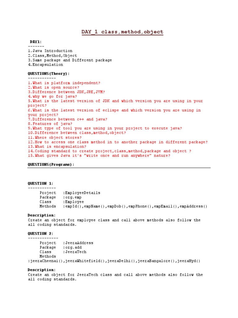 Java class, method and object coding standards | PDF | Java ... Java class, method and object coding standards | PDF | Java ...