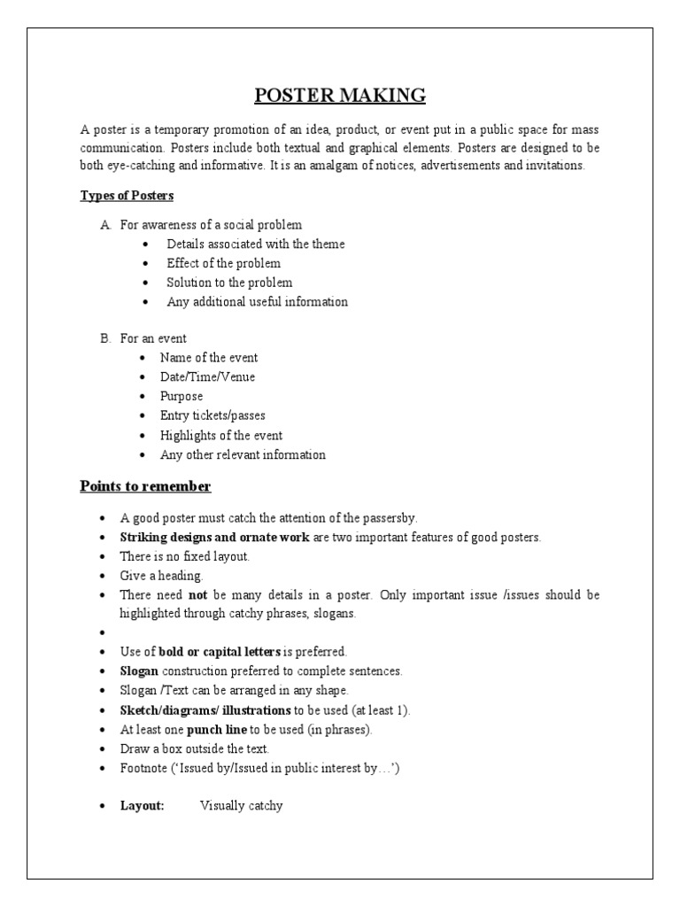 Poster Making: Types of Posters | PDF | Poster | Page Layout
