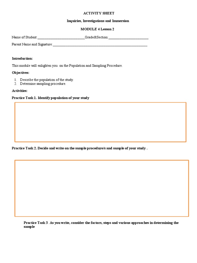 Module 4 Lesson 2 | PDF | Sampling (Statistics) | Scientific Method