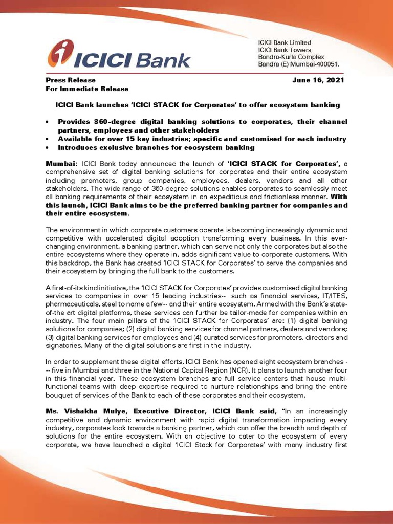 ICICI Bank Launches ICICI STACK For Corporates To Offer Ecosystem ...