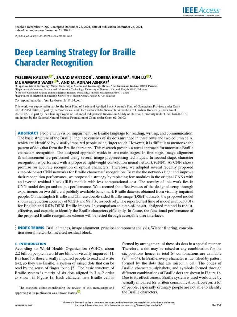 Deep Learning Strategy For Braille Character Recognition | PDF | Eigenvalues And Eigenvectors ...