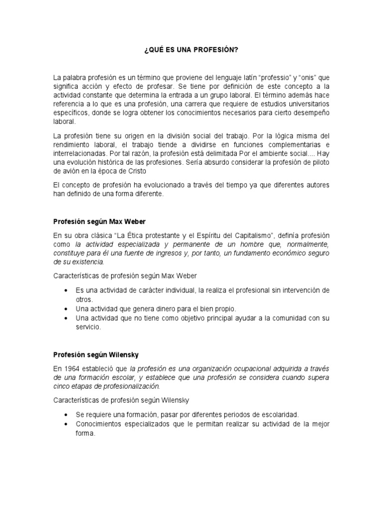 Qué Es Una Profesión | PDF | Max Weber | Sociedad