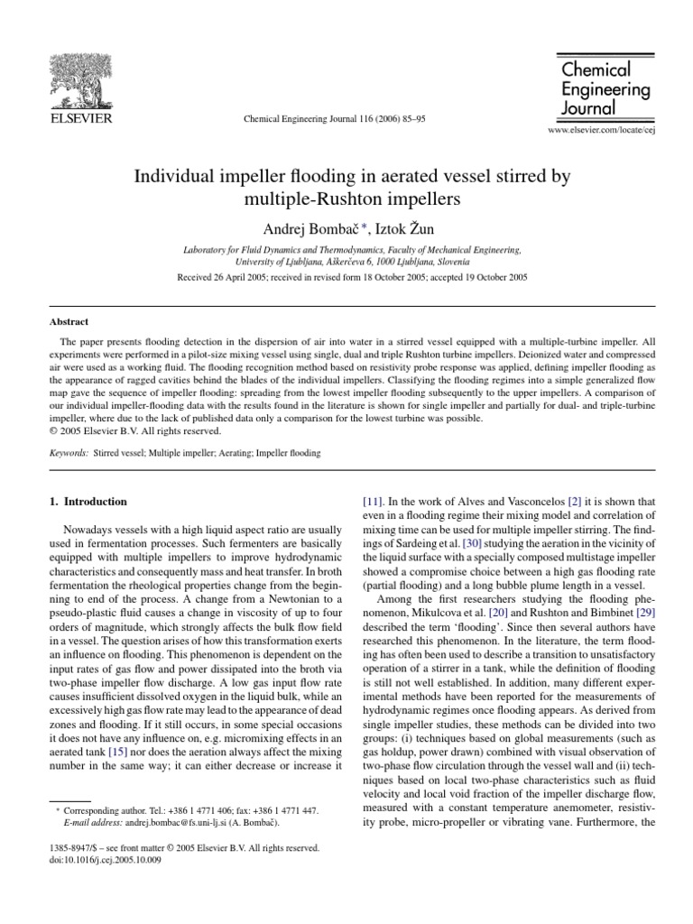 Individual Impeller Flooding in Aerated Vessel Stirred by Multiple ...