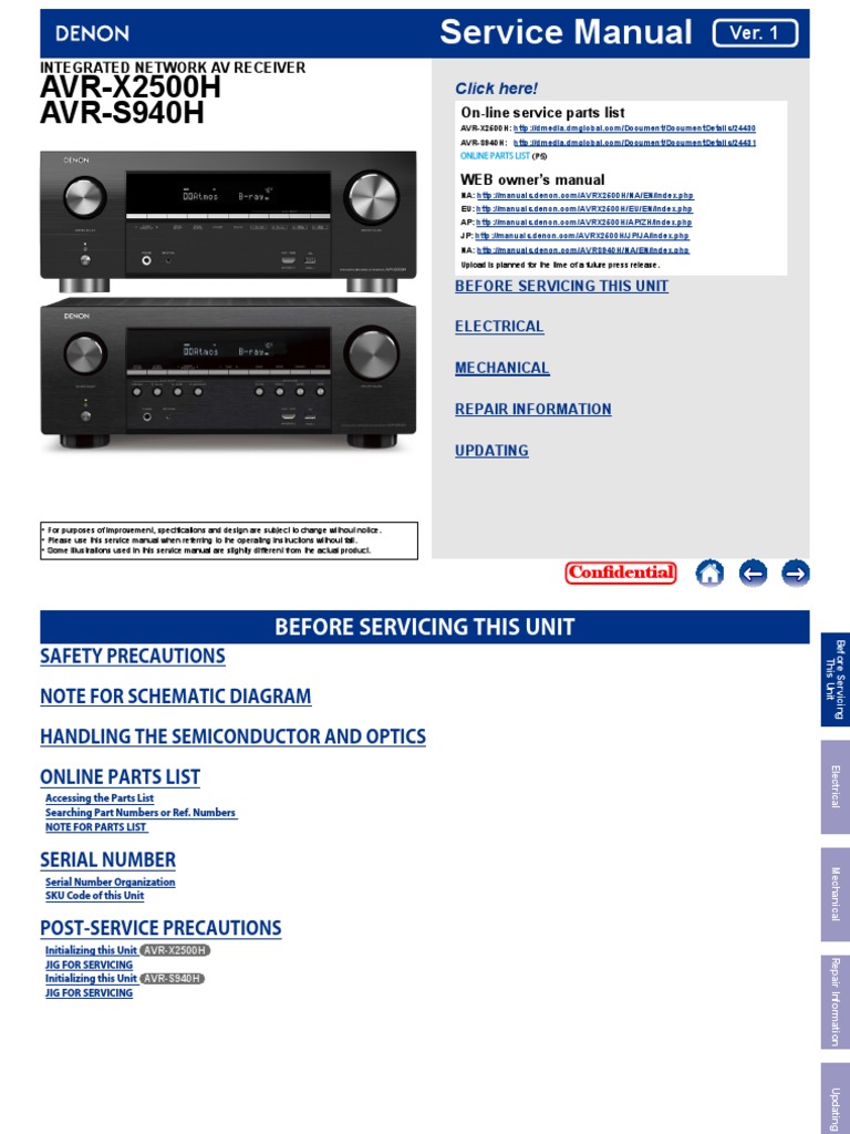 Denon Avr x2500h s940h | PDF | Electrical Connector | Manufactured Goods
