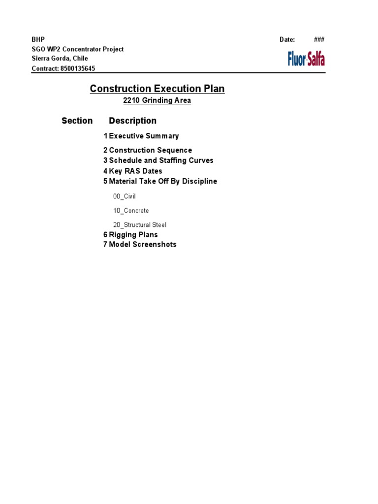 Construction Execution Plan: Section Description | PDF | Mill (Grinding ...
