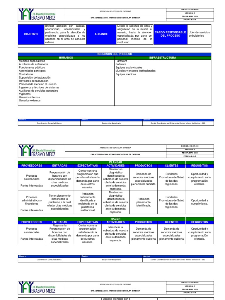 Cs-CA-001 Caracterizacion Atencion de Consulta Externa | Descargar ...